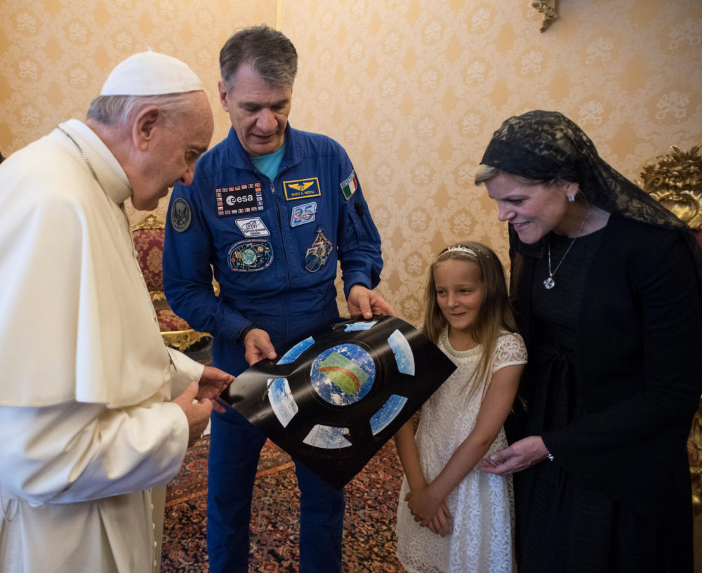 Pope Francis accepts a gift from Italian Astronaut Paolo A. Nespoli ...