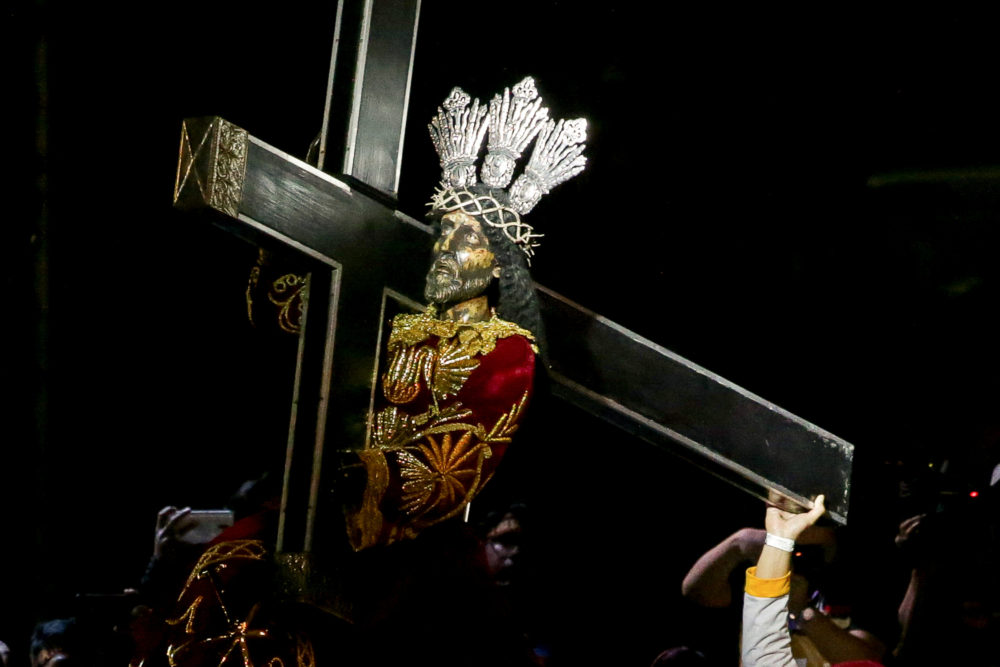 The Black Nazarene statue is carried by pilgrims during celebrations in ...