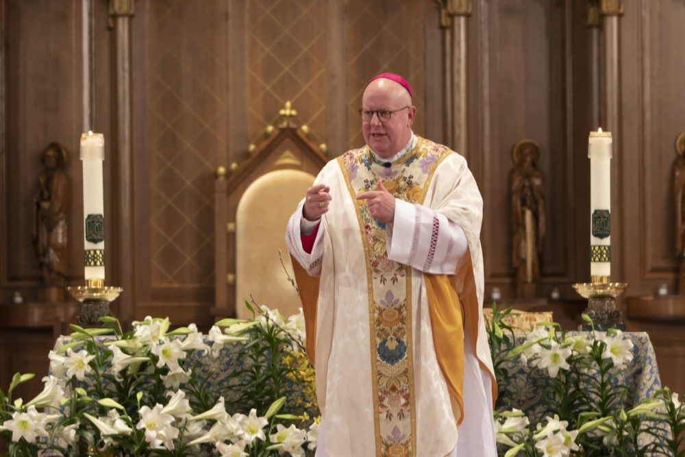 Bishop Byrne delivers the homily at the 10 a.m. televised Easter Sunday ...