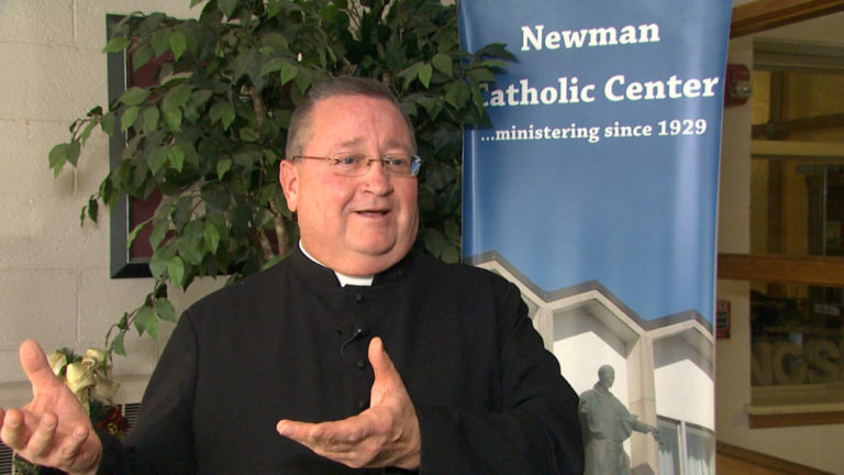 Father Gary Dailey speaks about the construction progress on the new ...