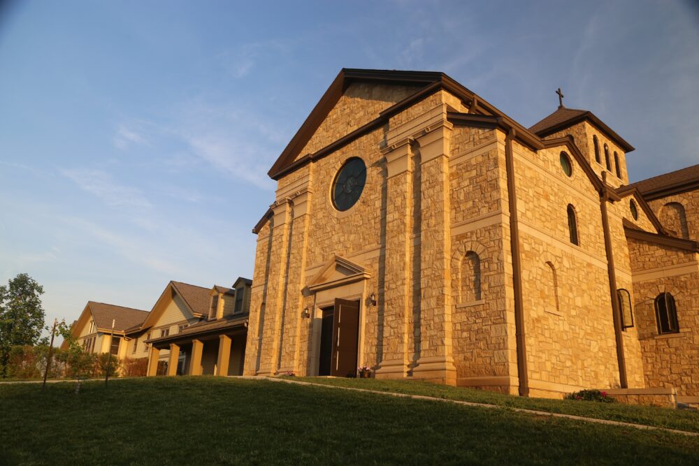The church of the Abbey of Our Lady of Ephesus in Gower, Mo., is seen ...